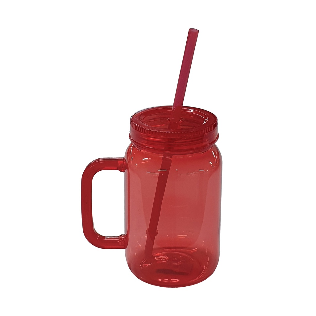 MANSON JAR PLÁSTICOS CON TAPA Y CARRIZO 18OZ | Vision Arte Panama